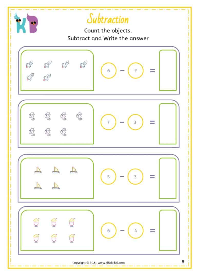 "Mastering Subtraction Up to 10: 'Subtract and Write' Worksheets"