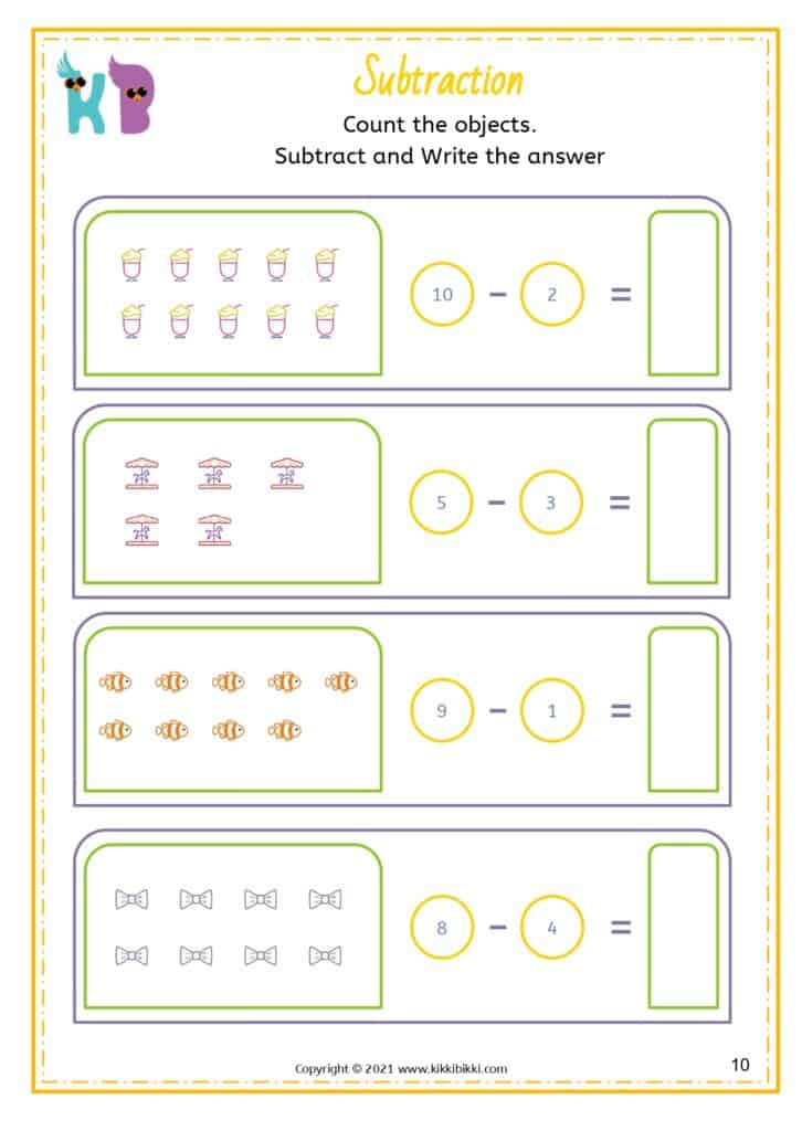 "Mastering Subtraction Up to 10: 'Subtract and Write' Worksheets"