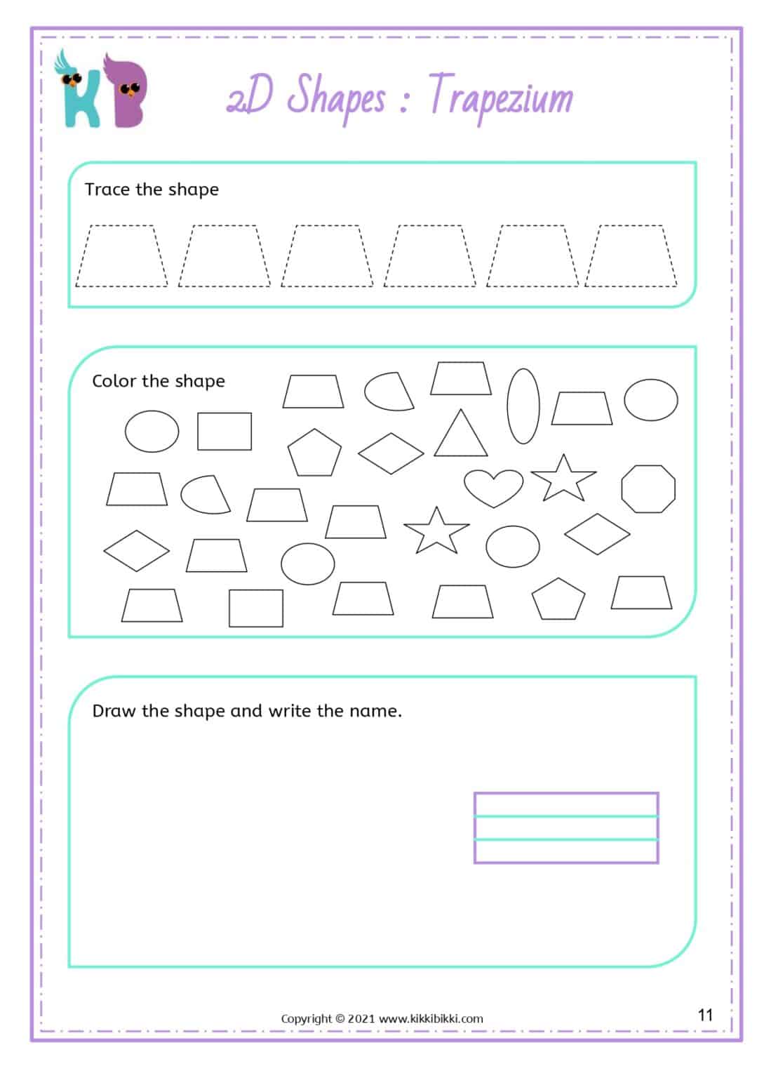 FUN WITH SHAPES : Math Worksheets for Kids - KikkiBikki