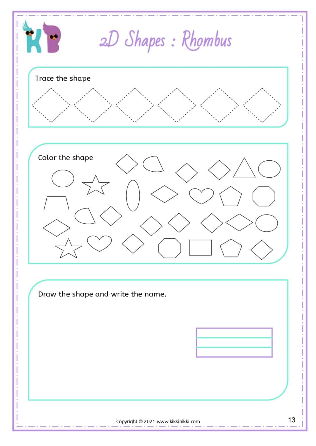 FUN WITH SHAPES : Math Worksheets for Kids - KikkiBikki