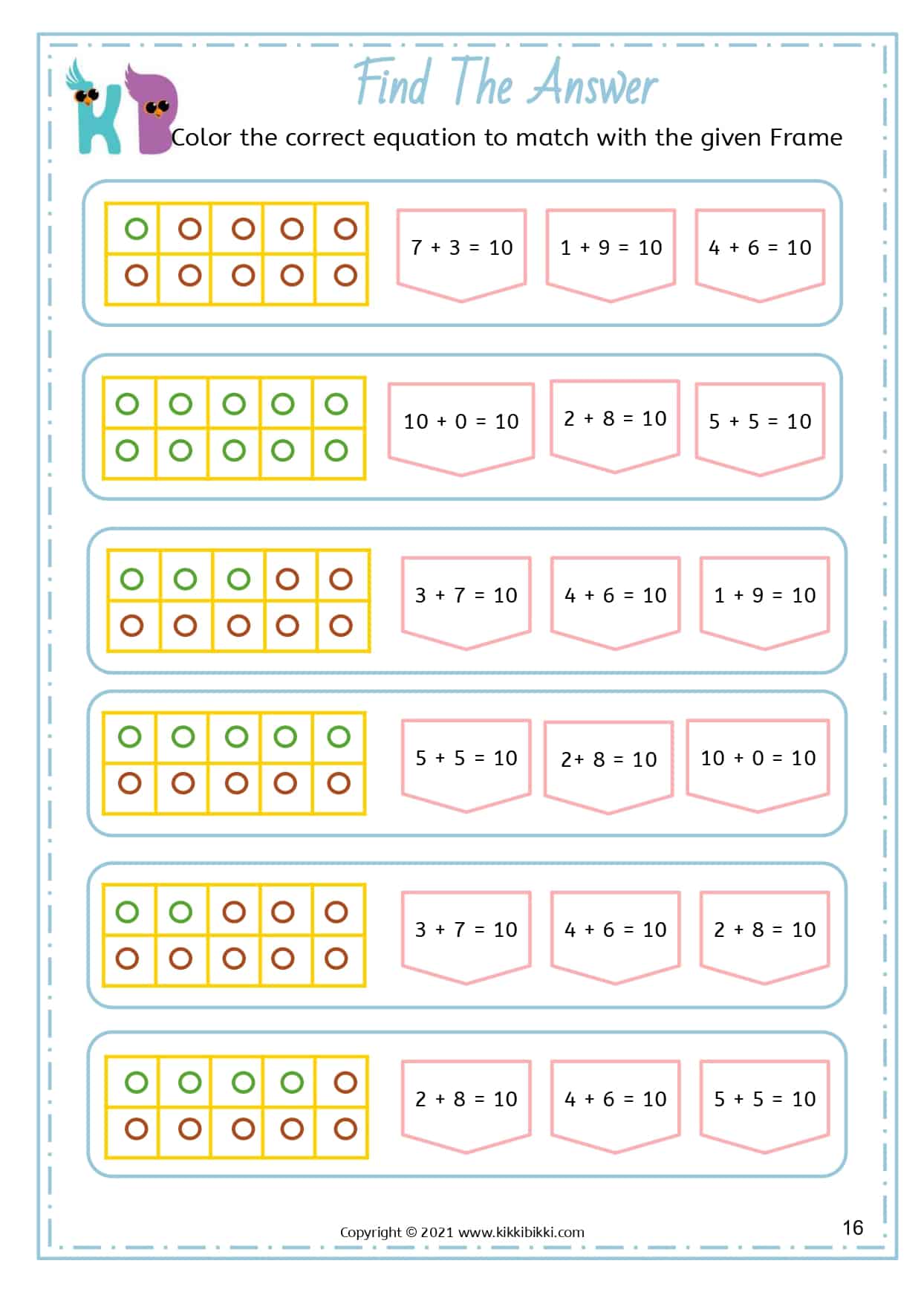 Balancing Equations Worksheet - KikkiBikki - Kindergartener Math