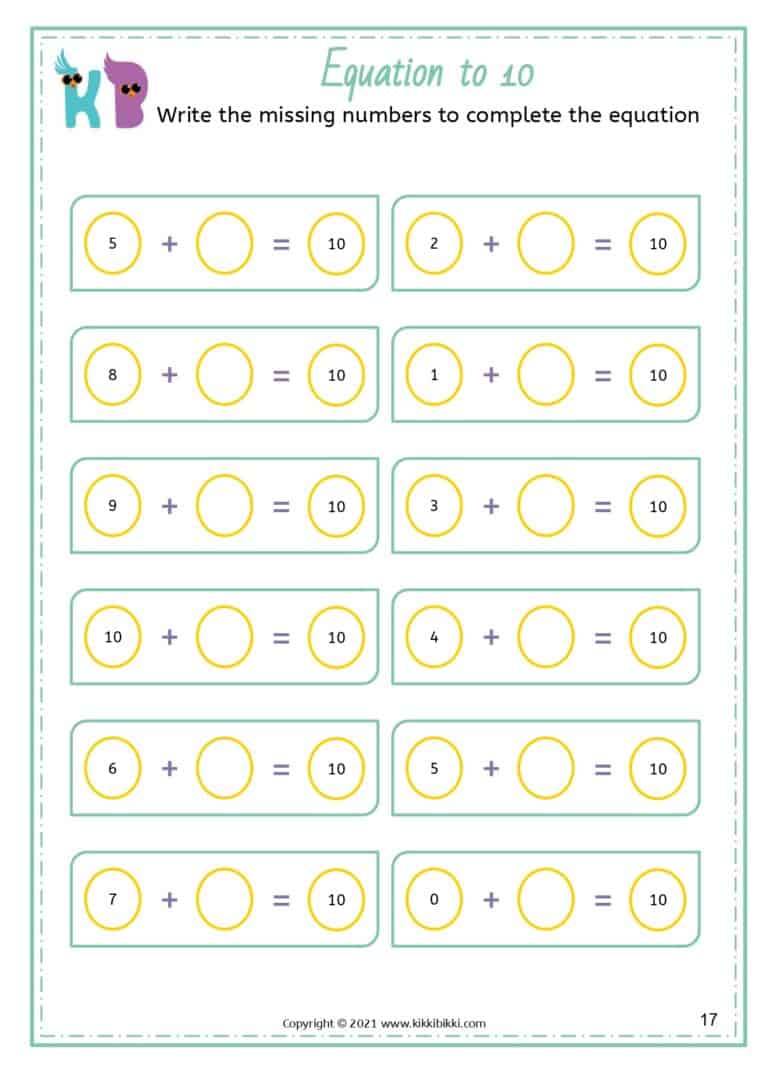 Balancing Equations Worksheet - KikkiBikki - Kindergartener Math