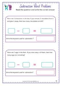 15+ Free Math Word Problem Subtraction Worksheets - KikkiBikki