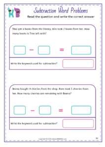 15+ Free Math Word Problem Subtraction Worksheets - KikkiBikki