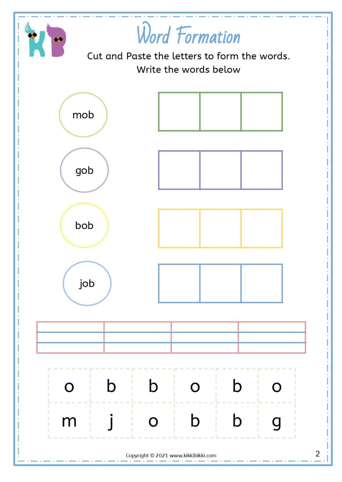CVC -ob, -om Word Family - Free Phonics Printable