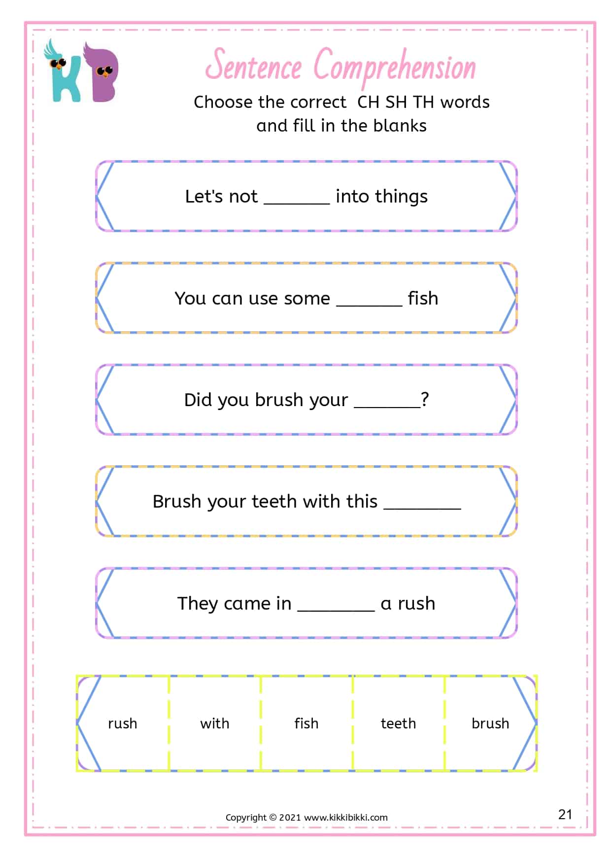 Digraphs Worksheet - Free Phonics Printable - KikkiBikki