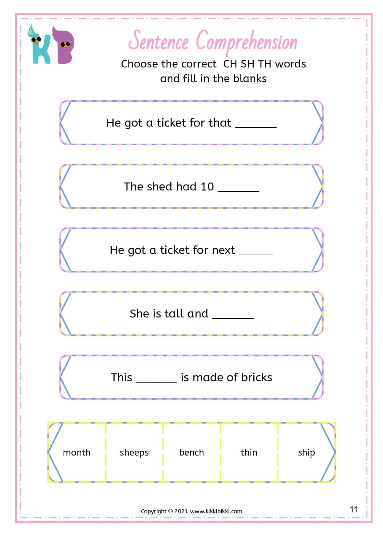 Digraphs Worksheet - Free Phonics Printable - KikkiBikki
