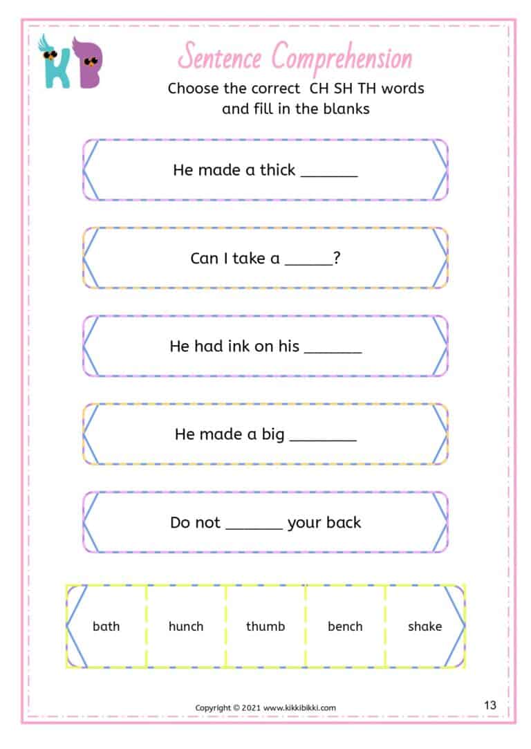 Digraphs Worksheet - Free Phonics Printable - KikkiBikki