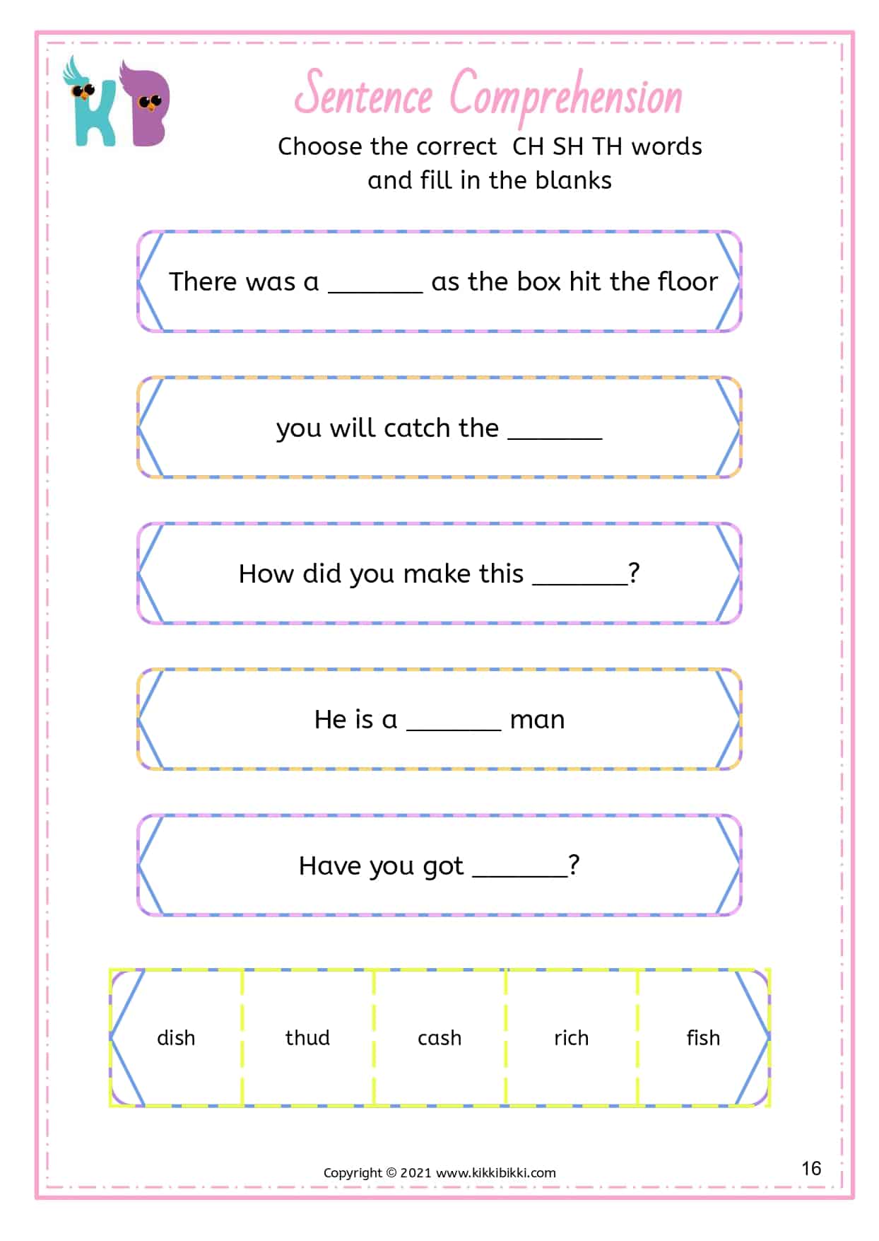 Digraphs Worksheet - Free Phonics Printable - KikkiBikki