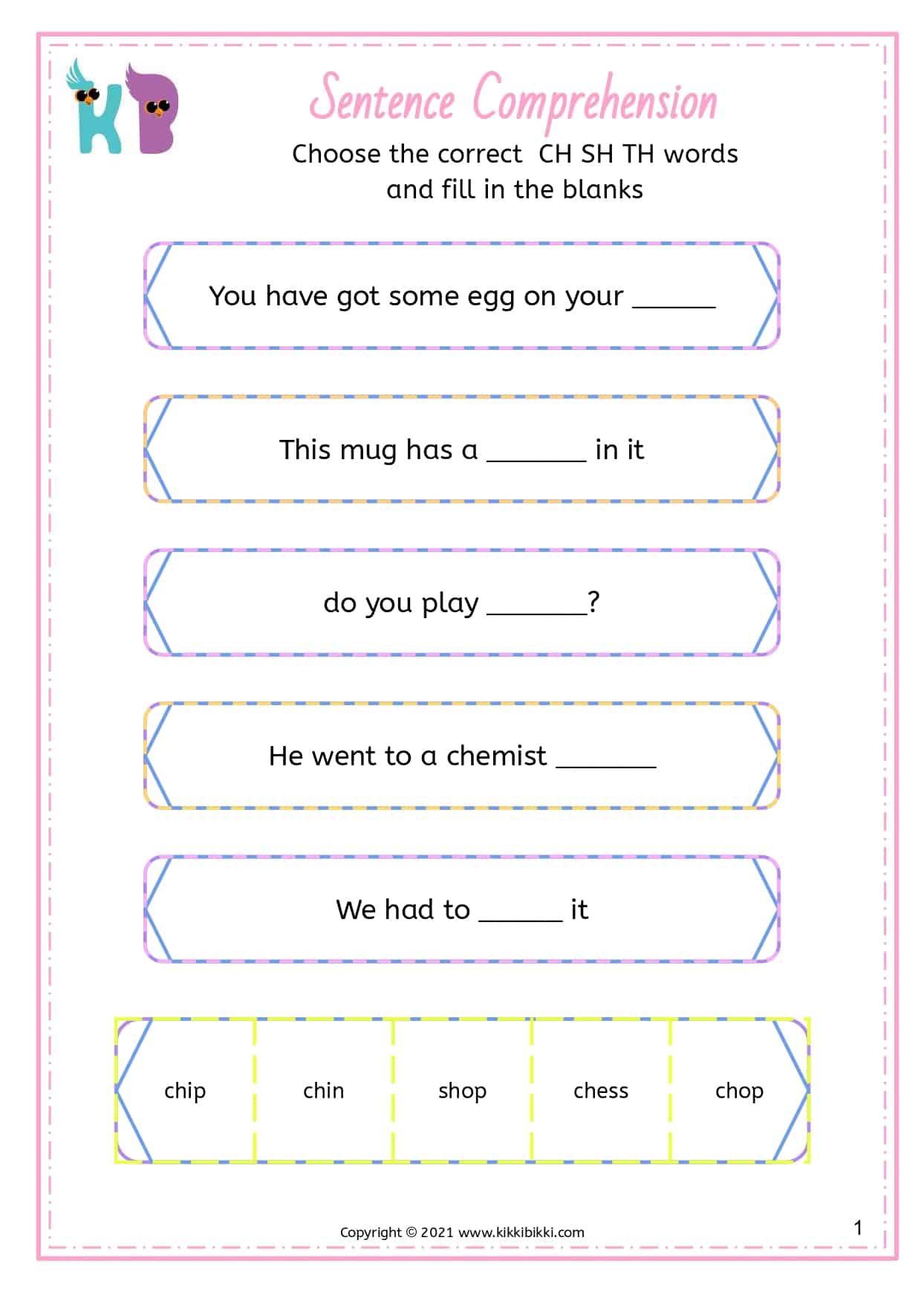 Digraphs Worksheet - Free Phonics Printable - KikkiBikki