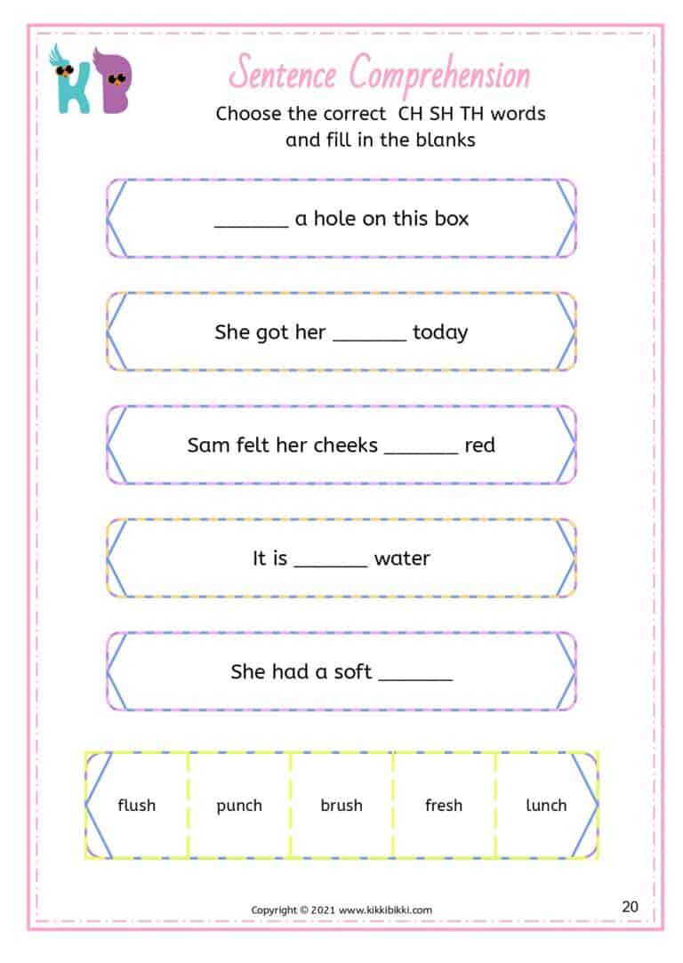 Digraphs Worksheet - Free Phonics Printable - KikkiBikki