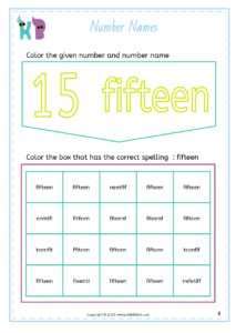 NUMBER NAMES - Free Math Kindergarten Worksheets