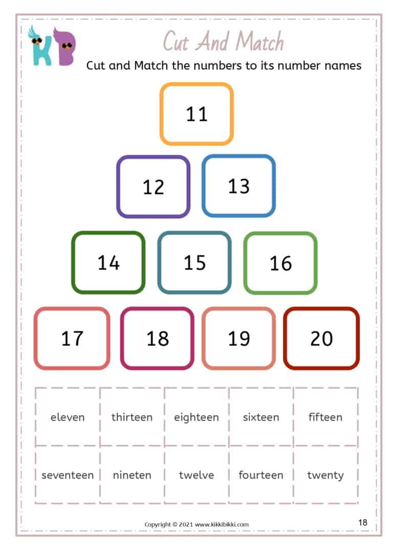NUMBER NAMES - Free Math Kindergarten Worksheets