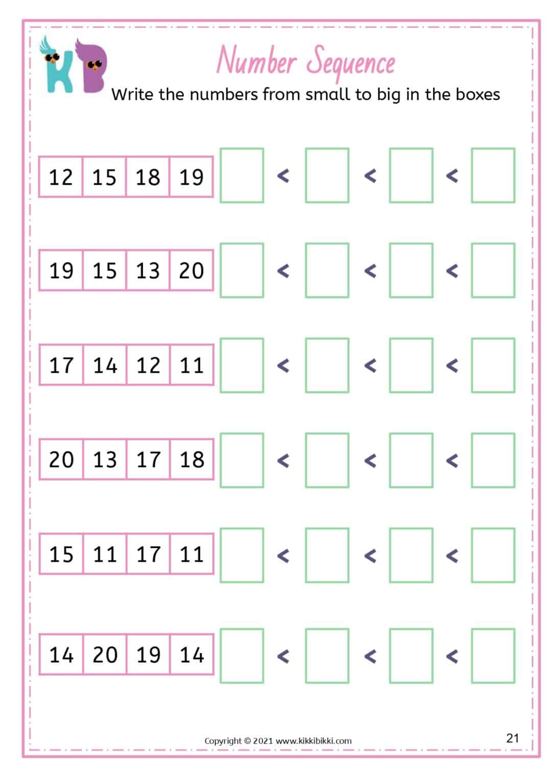 Number Sequence Worksheets - Free Printable