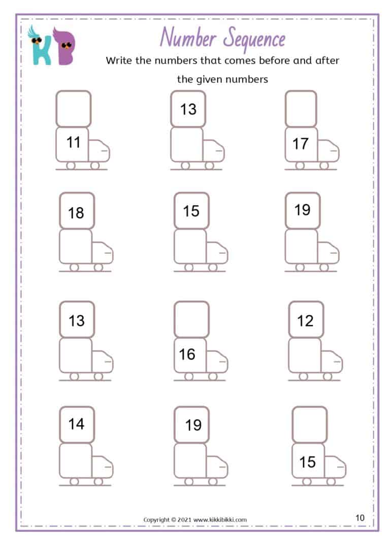 Number Sequence Worksheets - Free Printable