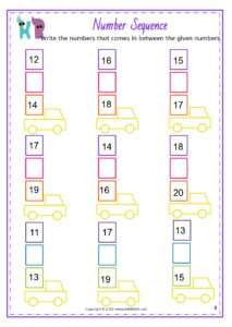 Number Sequence Worksheets - Free Printable