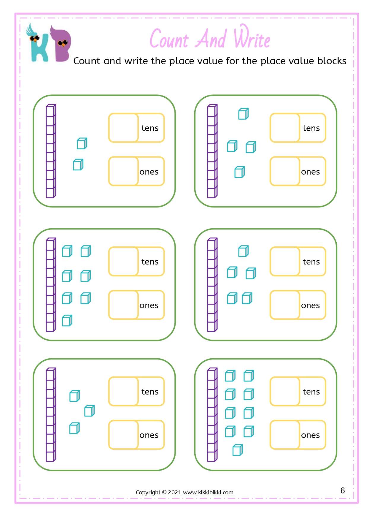 PLACE VALUE - Free Math Kindergarten Worksheets - KikkiBikki
