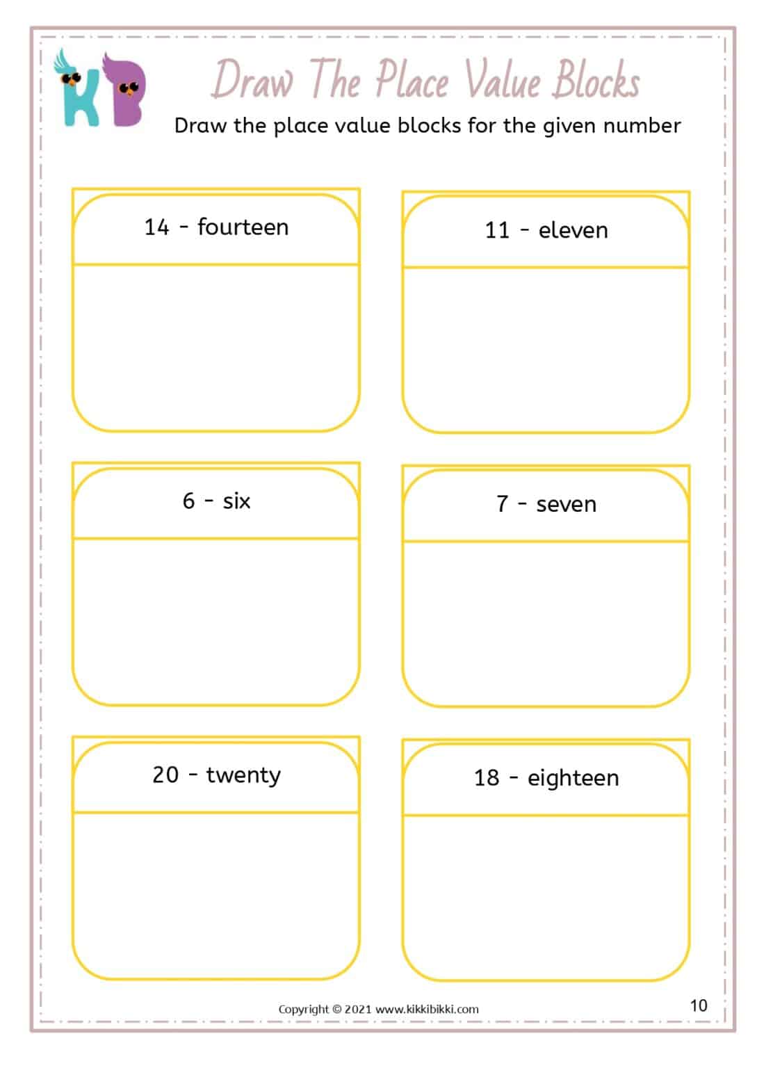 PLACE VALUE - Free Math Kindergarten Worksheets - KikkiBikki