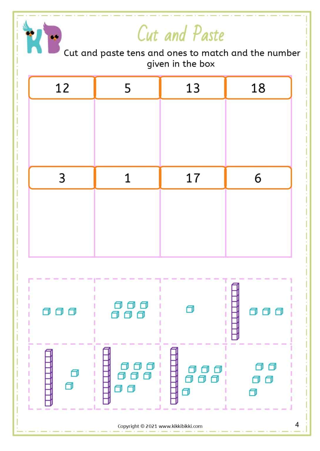 PLACE VALUE - Free Math Kindergarten Worksheets - KikkiBikki