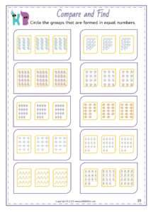 Free Math Printable Worksheets - EQUAL / NOT EQUAL GROUP