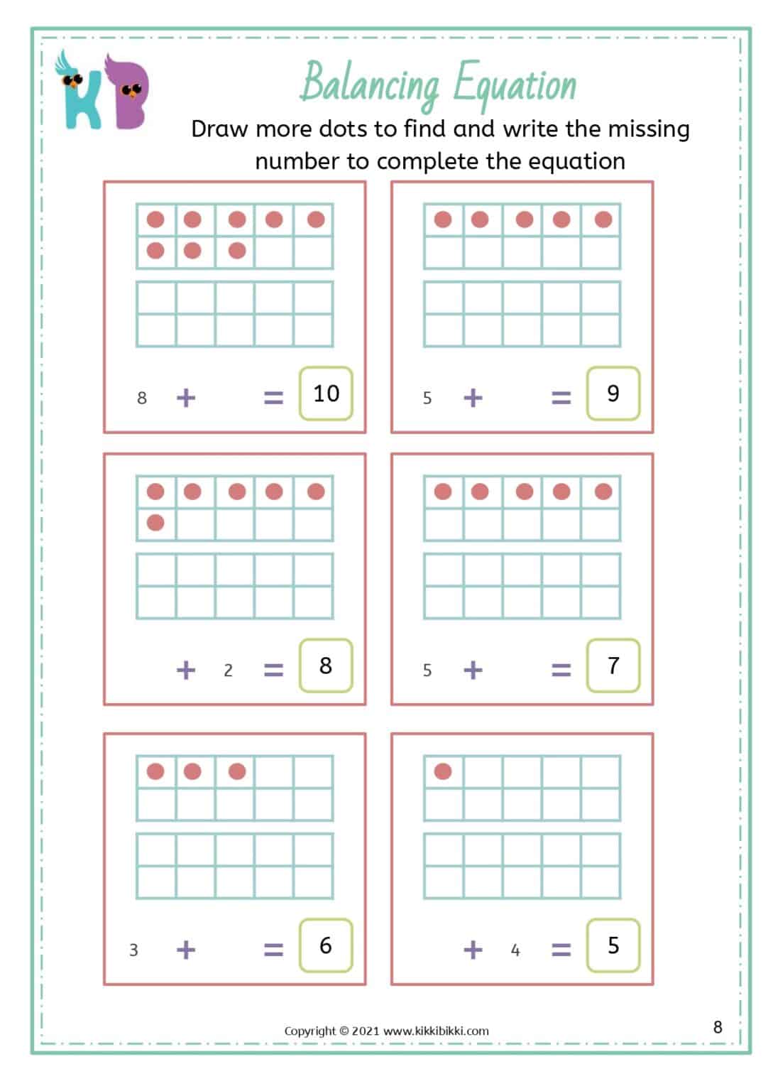 BALANCING EQUATION WORKSHEETS - Free Math Printable