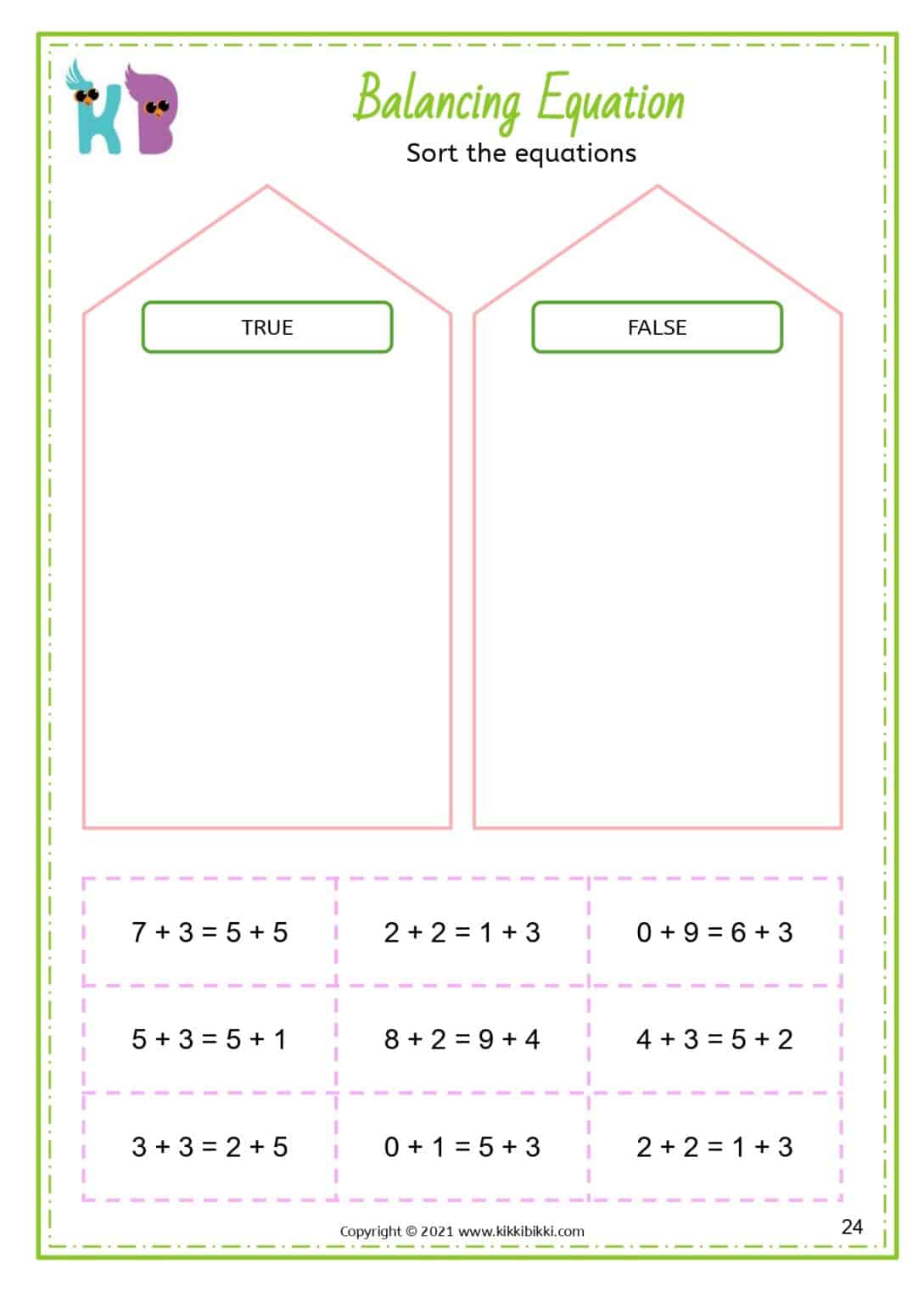 BALANCING EQUATION WORKSHEETS - Free Math Printable