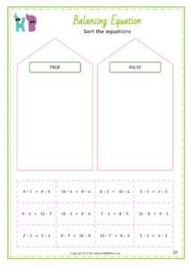 BALANCING EQUATION - Free Math Printable Worksheets