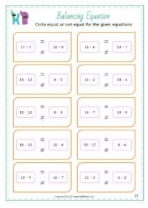 BALANCING EQUATION - Free Math Printable Worksheets