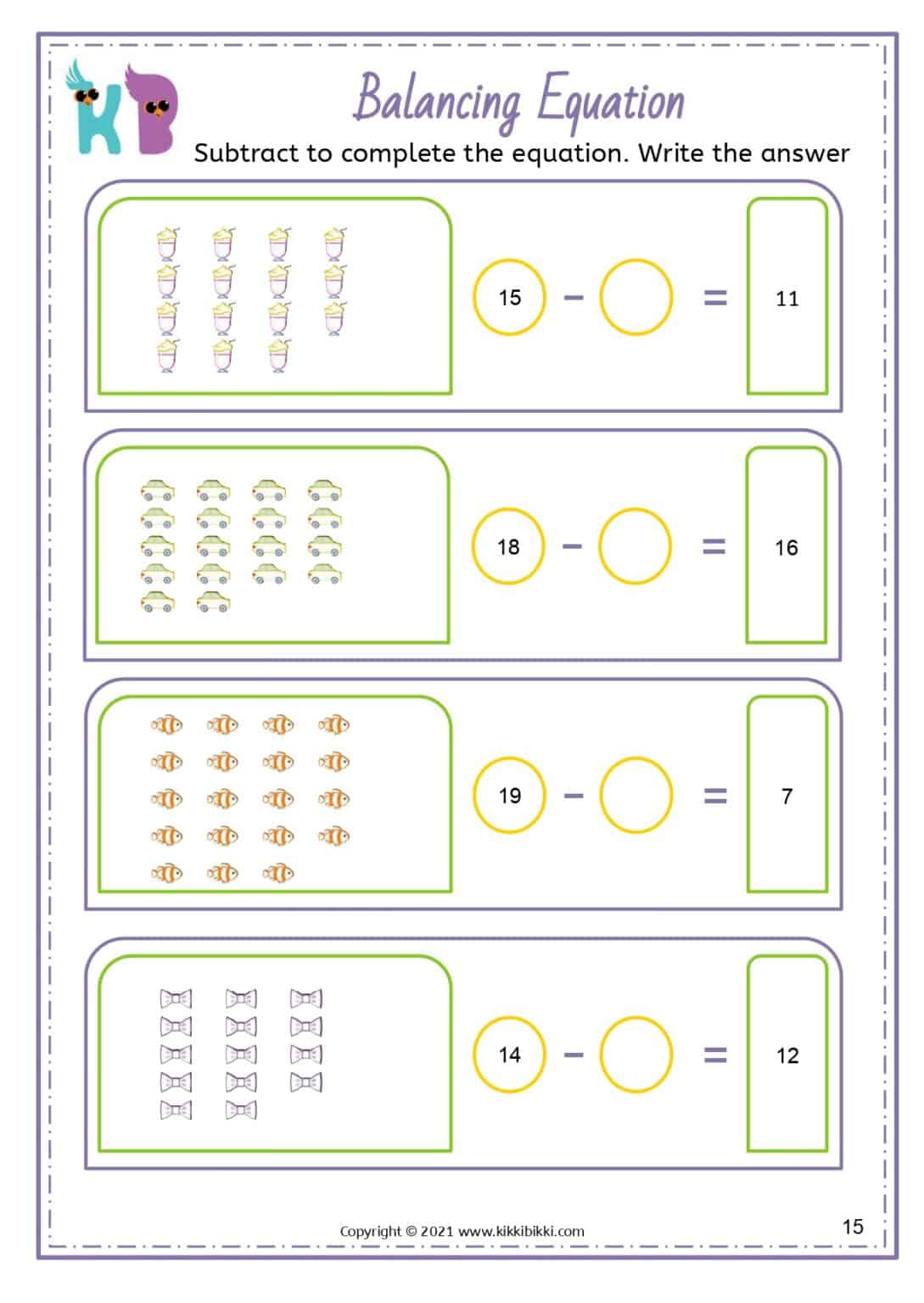 BALANCING EQUATION - Free Math Printable Worksheets