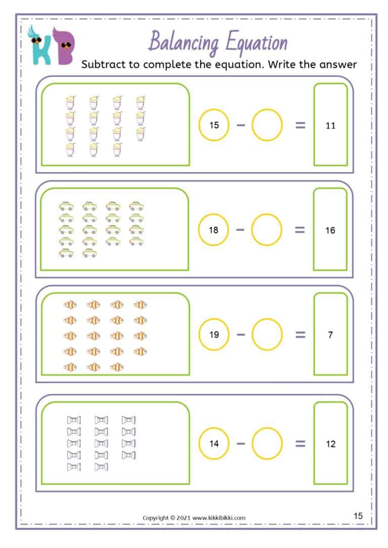 BALANCING EQUATION - Free Math Printable Worksheets