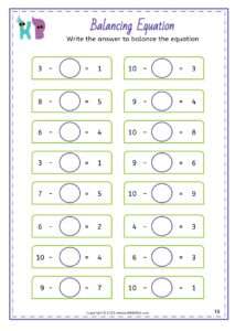 BALANCING EQUATION - Free Math Printable Worksheets