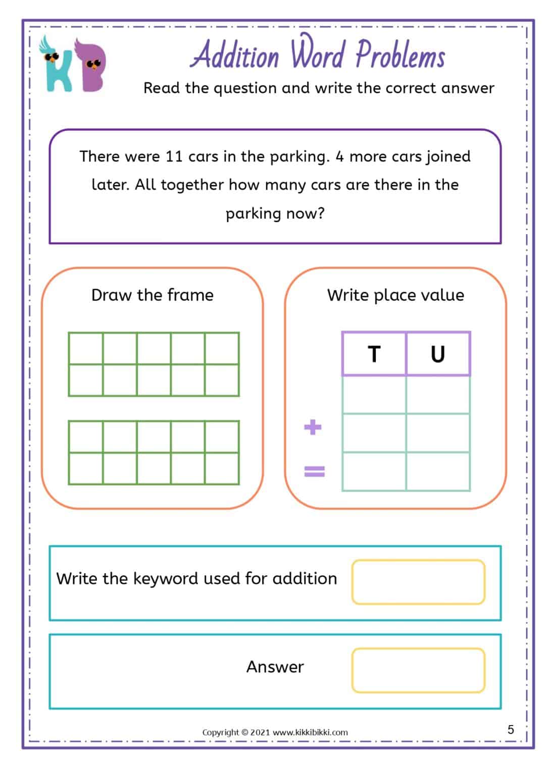 ADDITION - WORD PROBLEMS - Free Math Printable Worksheets