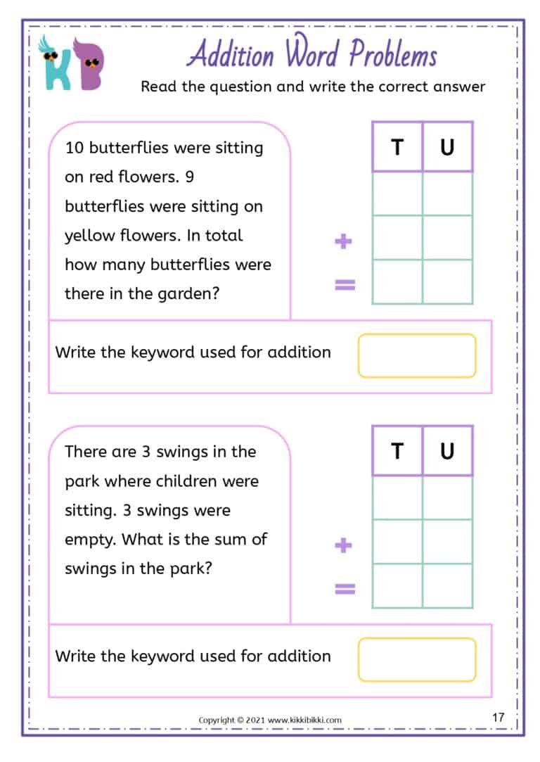 ADDITION - WORD PROBLEMS - Free Math Printable Worksheets