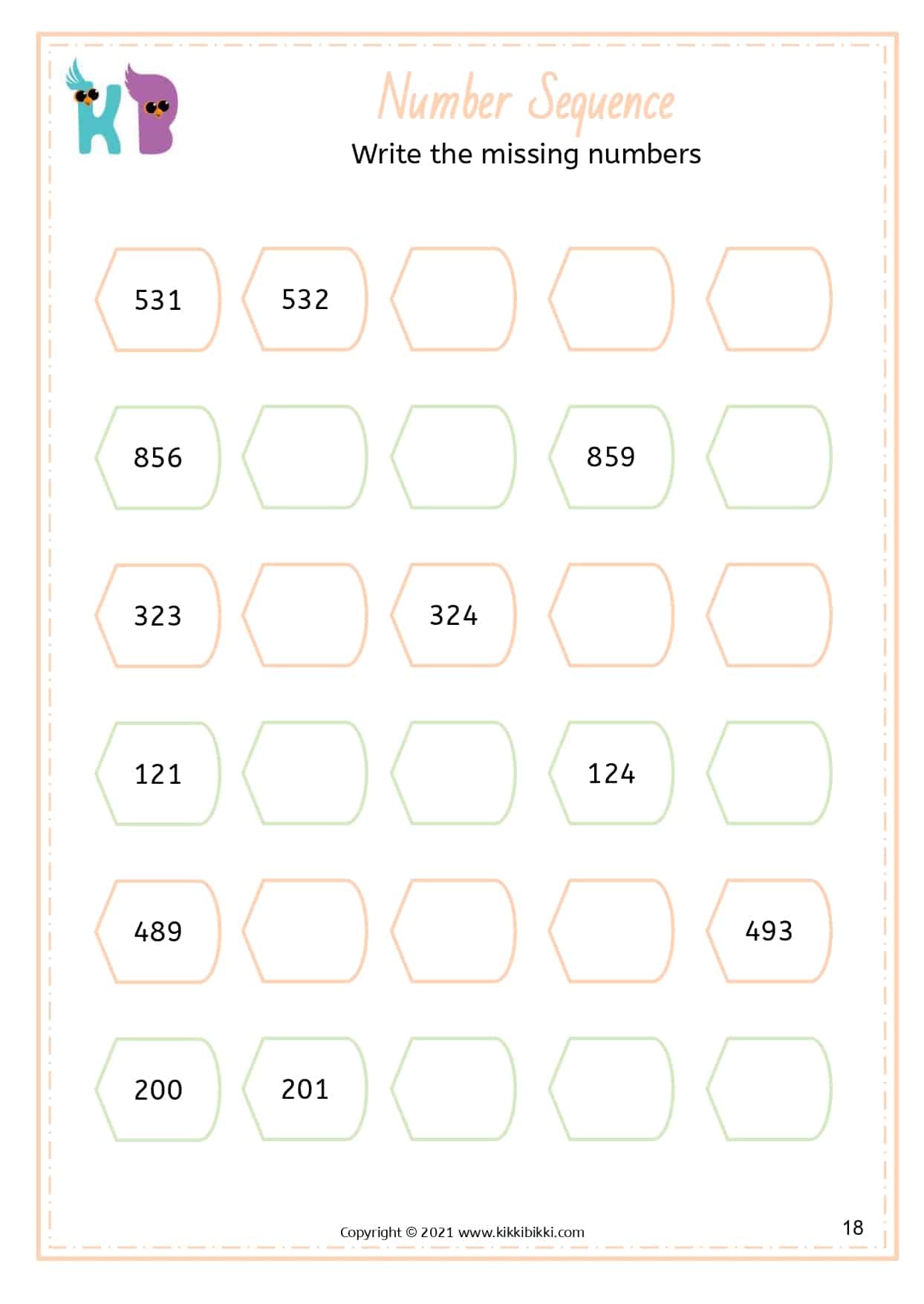 COUNTING BEYOND 100 - KikkiBikki - Free Math Worksheets
