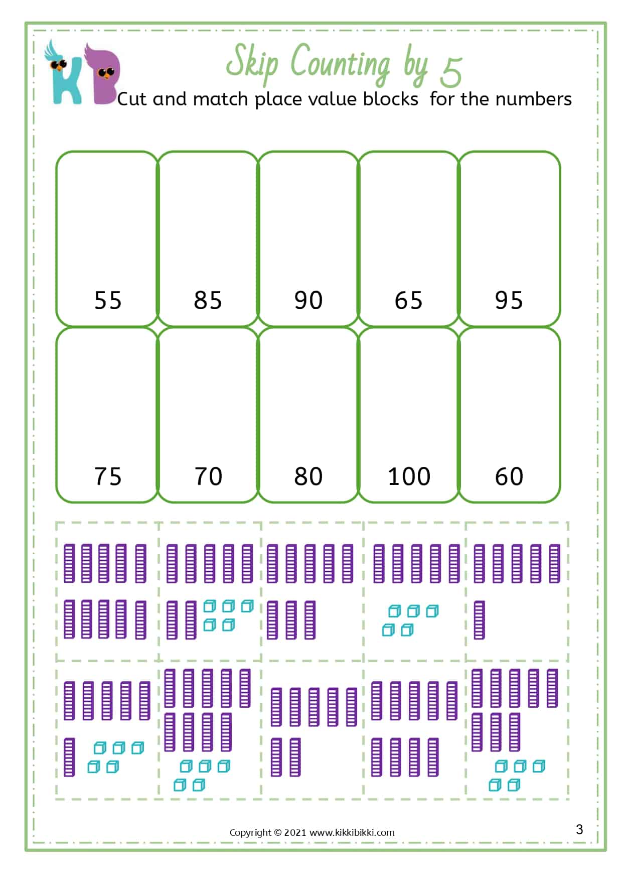 SKIP COUNTING BY 5 - Kindergarten Worksheets - KikkiBikki