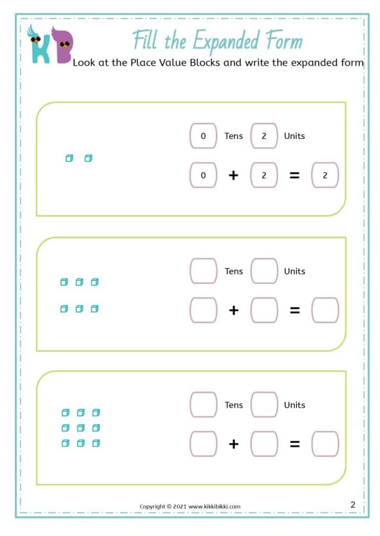 EXPANDED FORM - KikkiBikki - Free Math Printable Worksheets