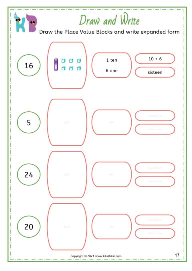 EXPANDED FORM - KikkiBikki - Free Math Printable Worksheets