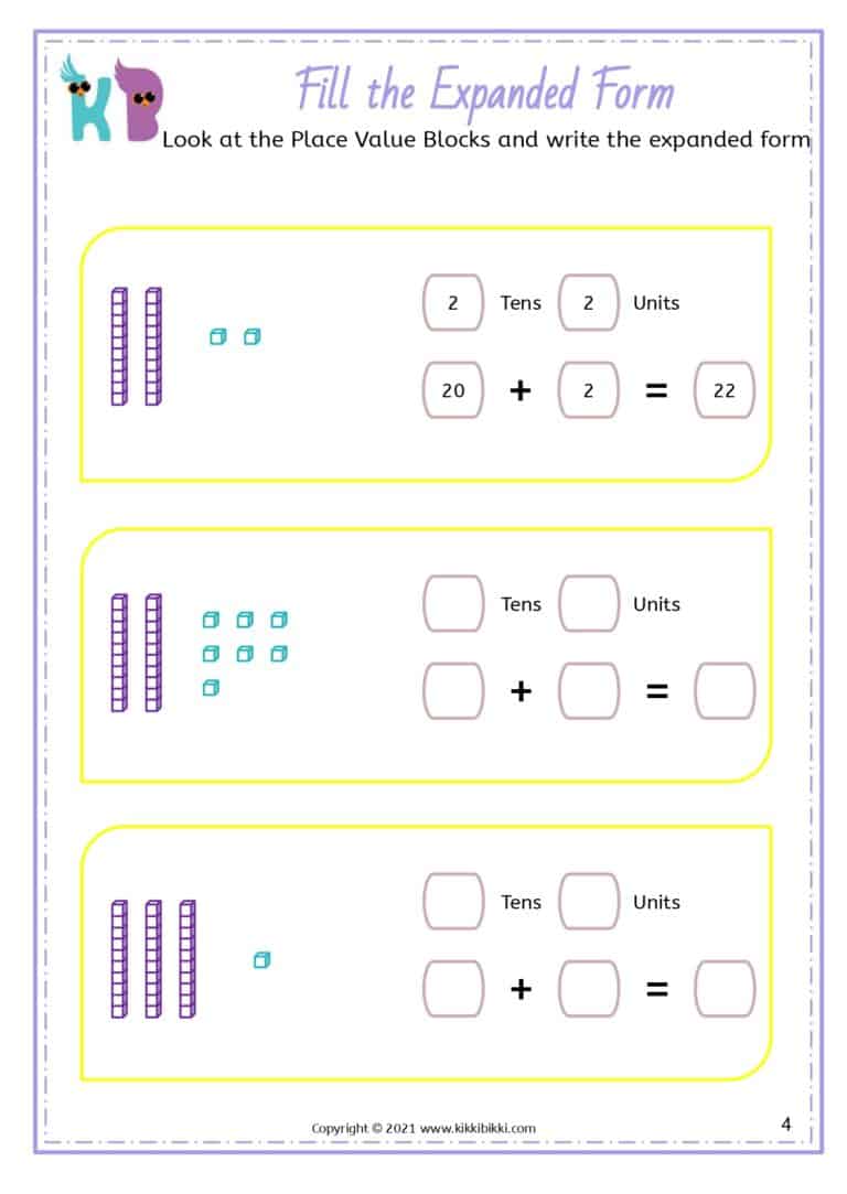 EXPANDED FORM - KikkiBikki - Free Math Printable Worksheets
