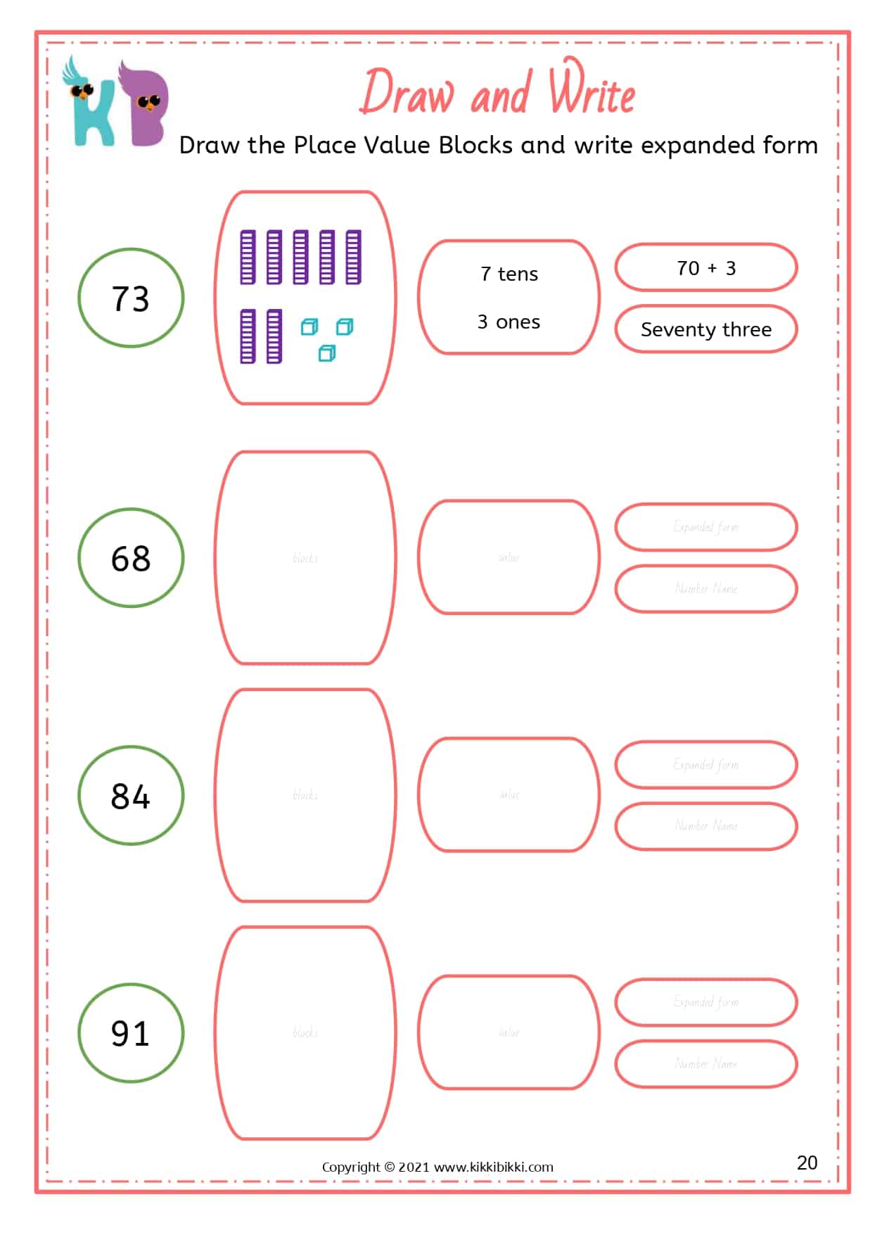 EXPANDED FORM - KikkiBikki - Free Math Printable Worksheets
