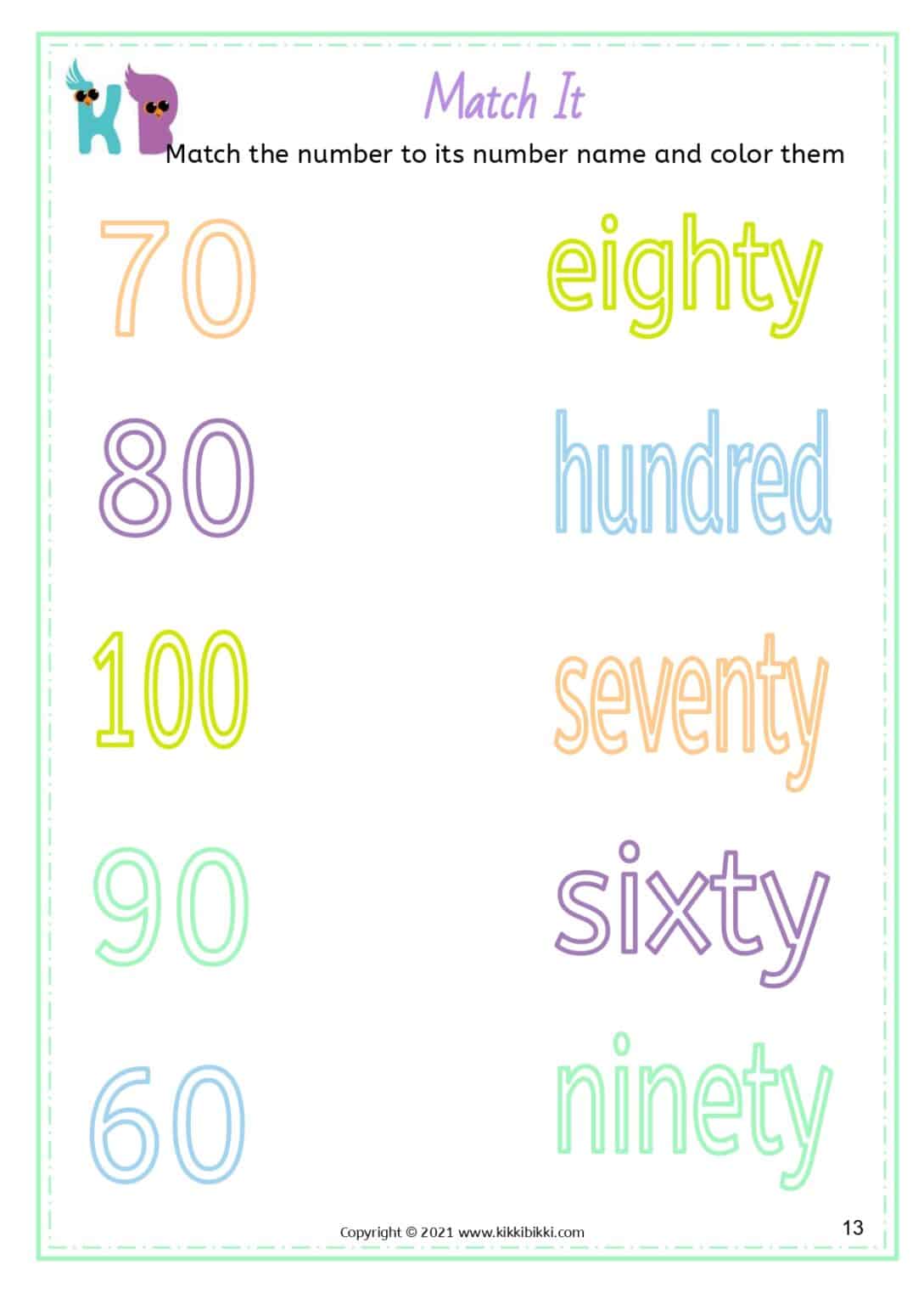 NUMBER NAMES - KikkiBikki - Kindergarten Worksheets