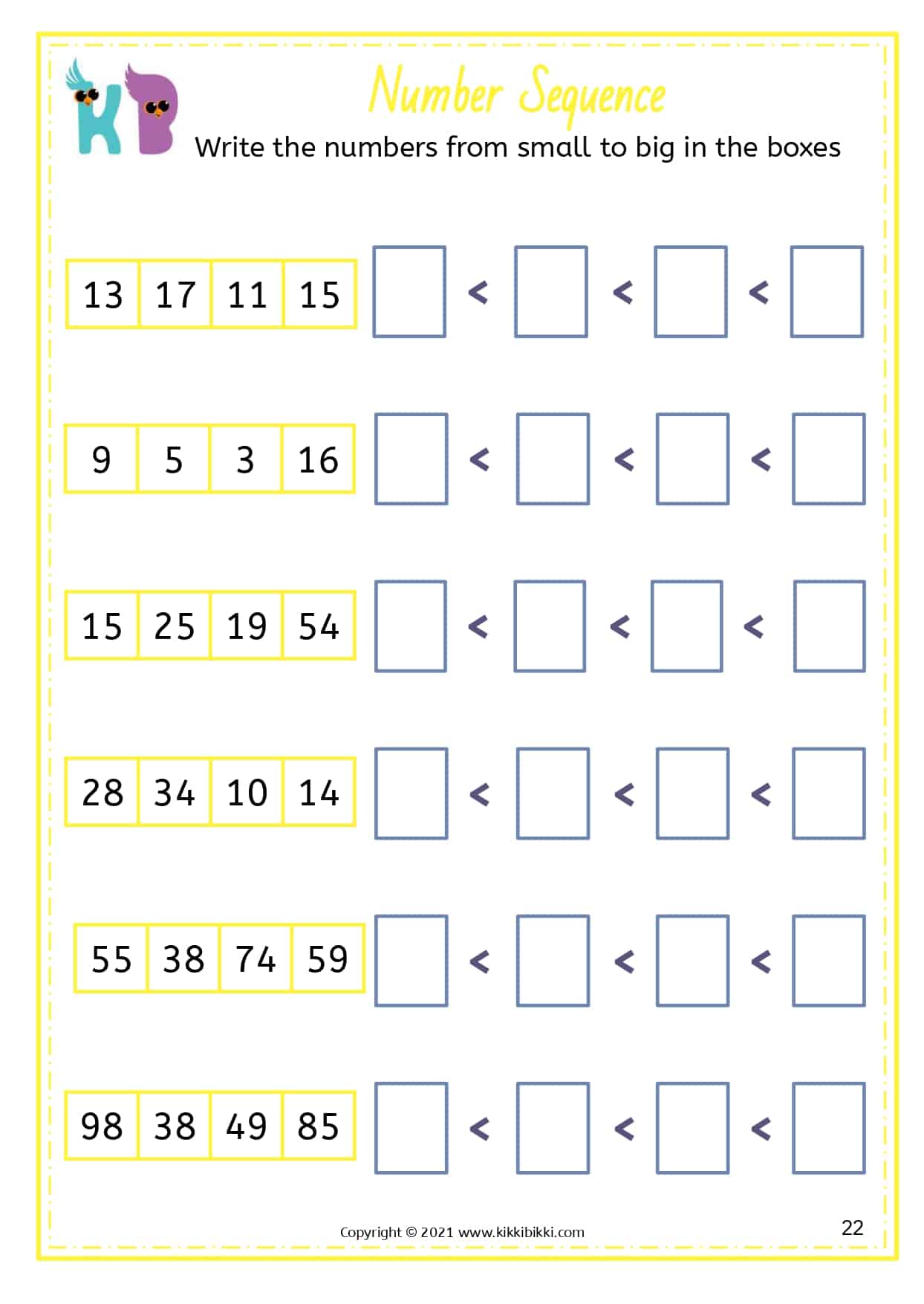 Number Sequence Worksheets - Free Math Worksheets KikkiBikki