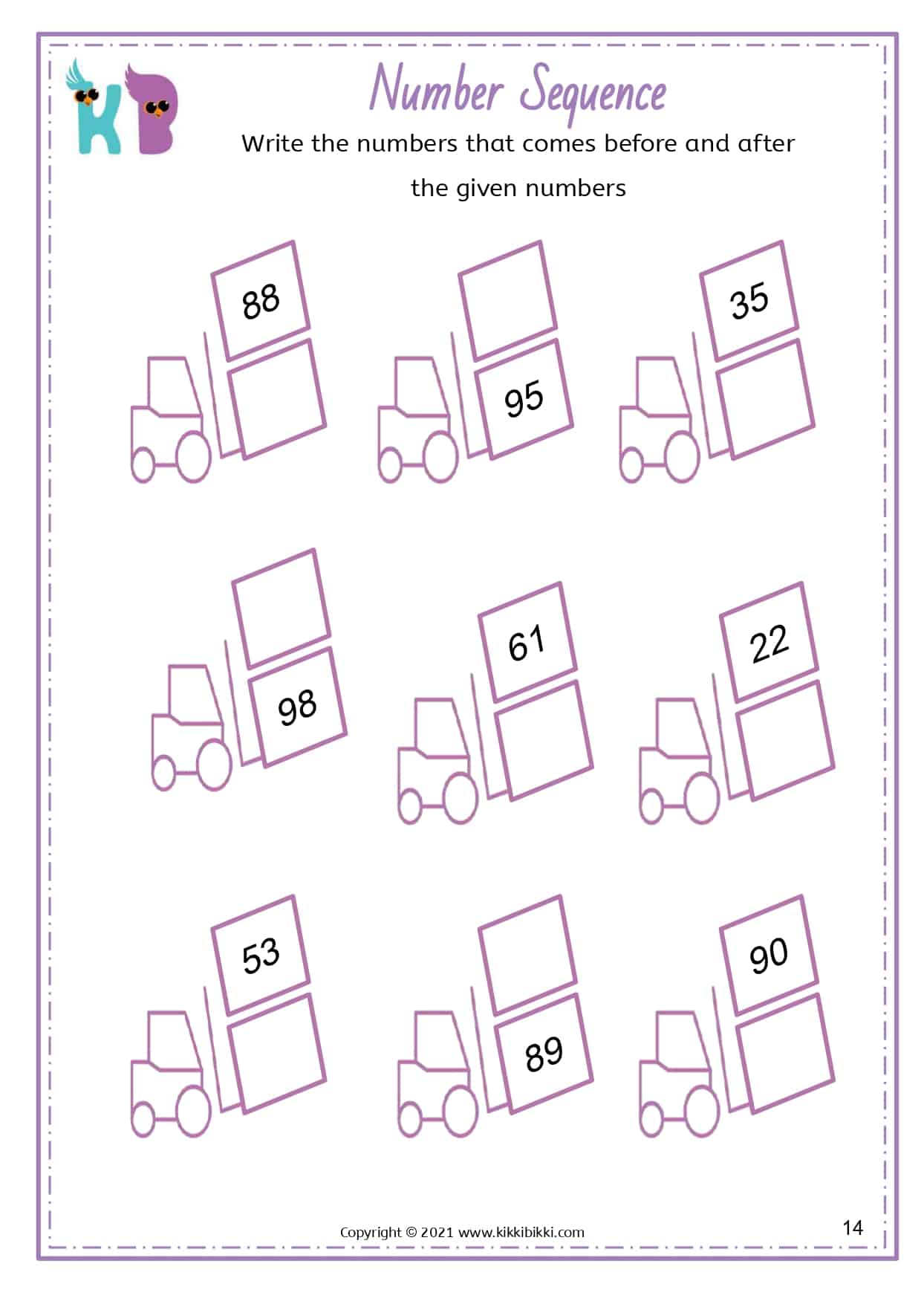 Number Sequence Worksheets - Free Math Worksheets KikkiBikki