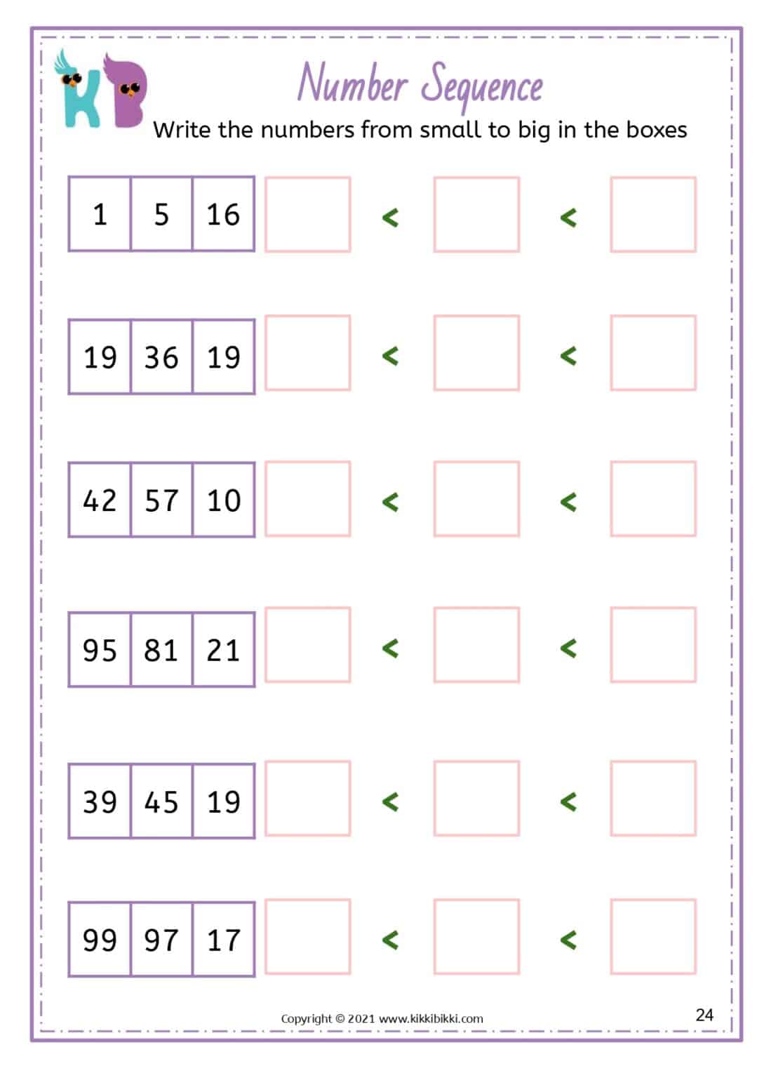 Number Sequence Worksheets - Free Math Worksheets KikkiBikki