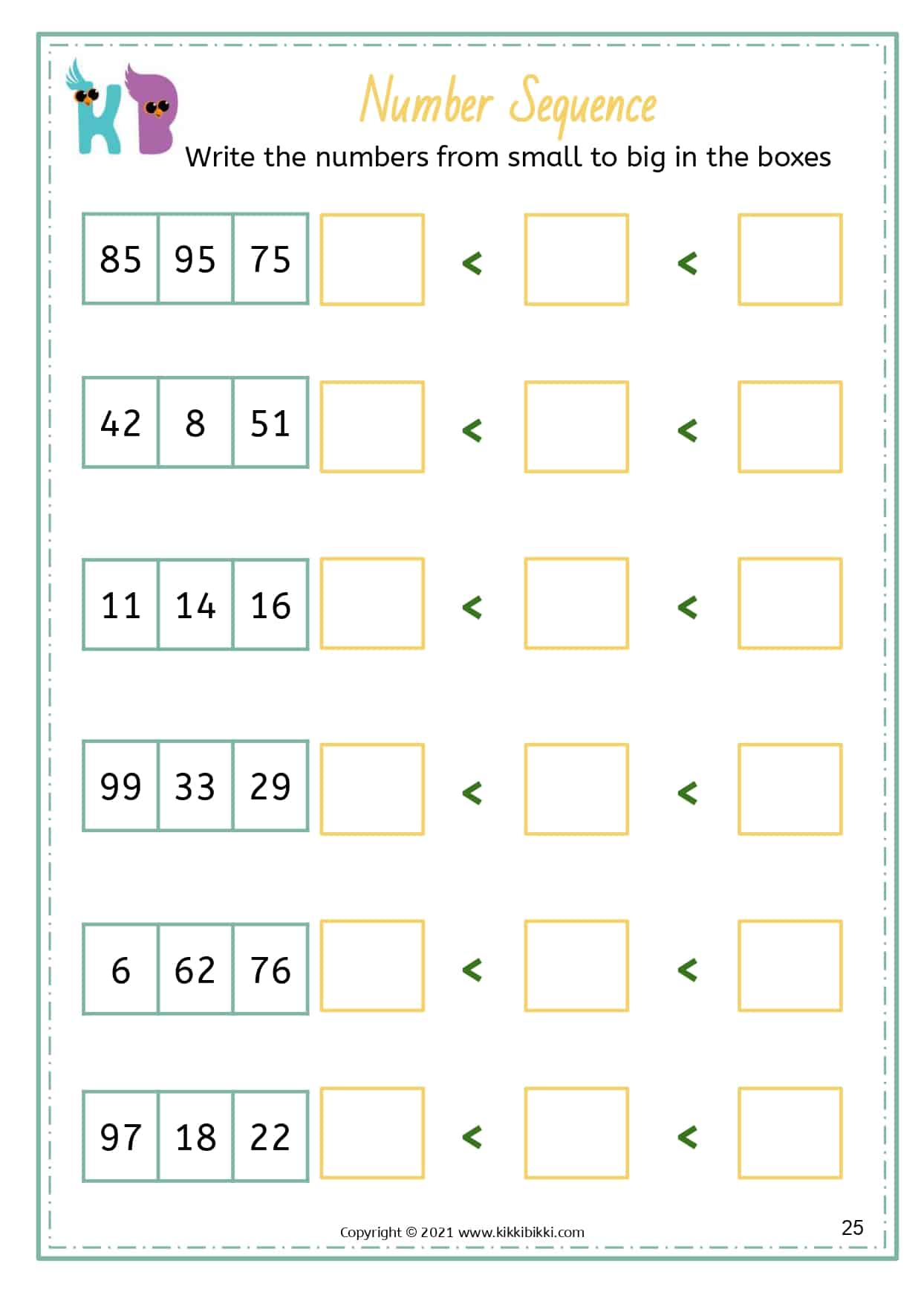Number Sequence Worksheets - Free Math Worksheets KikkiBikki