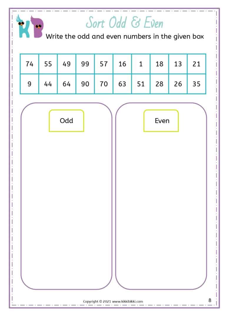 Odd or Even - Free Maths Printable Worksheets - KikkiBikki