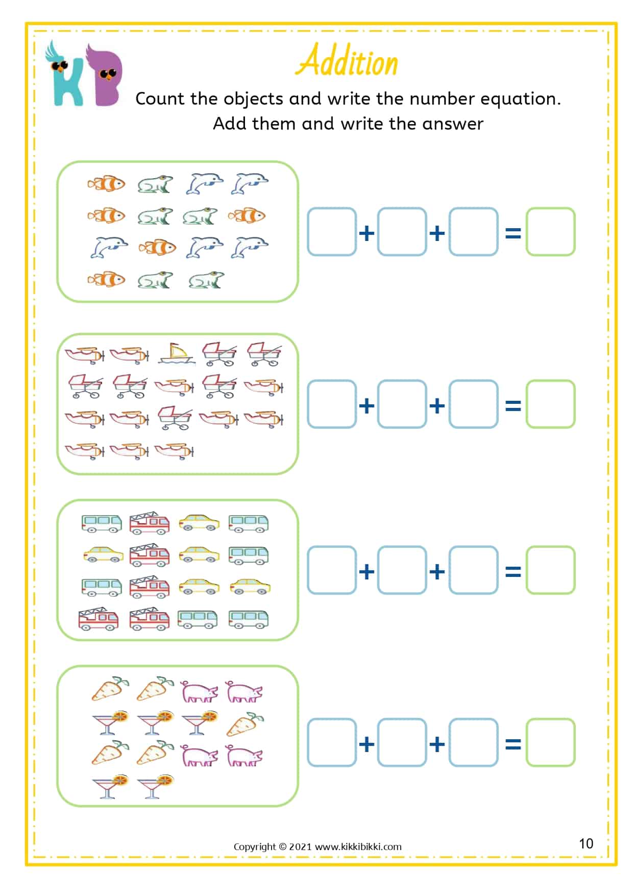ADDITION - KikkiBikki - Free Math Printable Worksheets