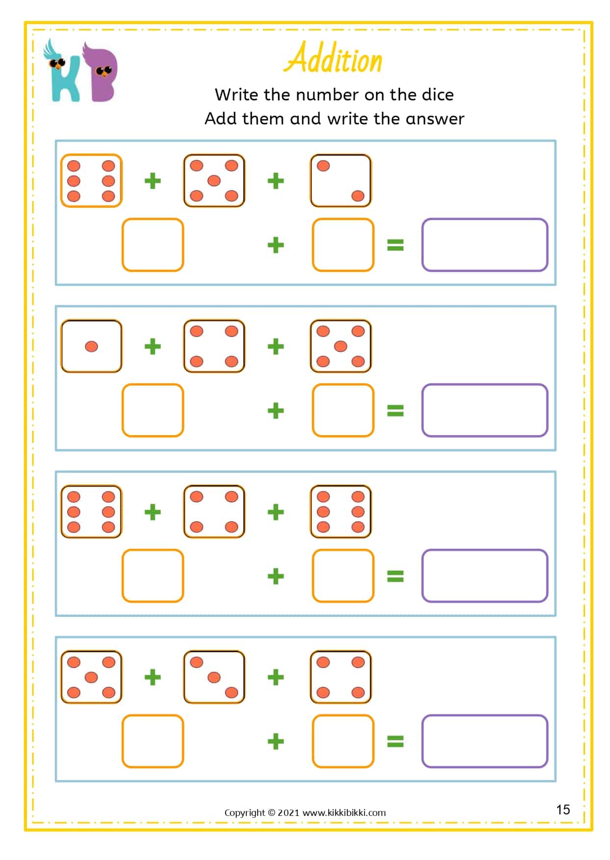 ADDITION - KikkiBikki - Free Math Printable Worksheets
