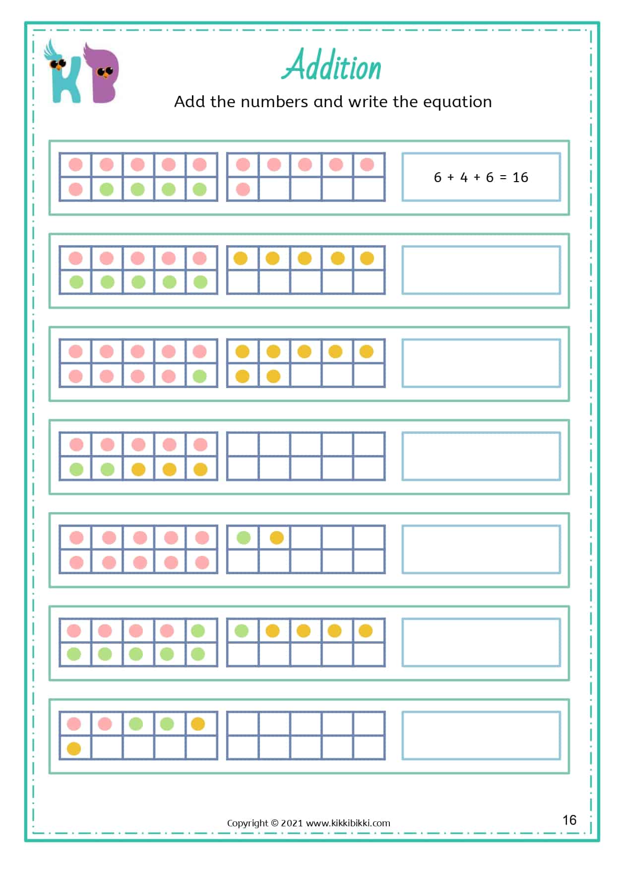 ADDITION - KikkiBikki - Free Math Printable Worksheets