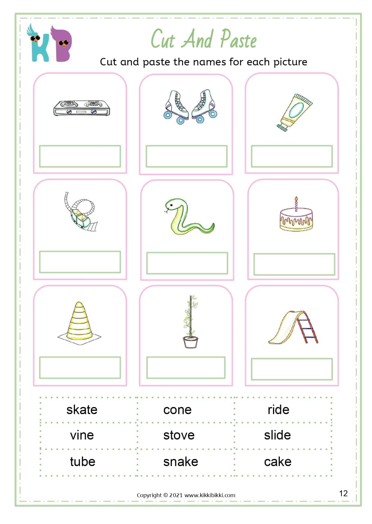 Exploring Silent E: Cut and Paste Phonics Worksheets