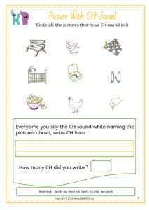 ch Words - Kindergarten Worksheet - Free Phonics Printable